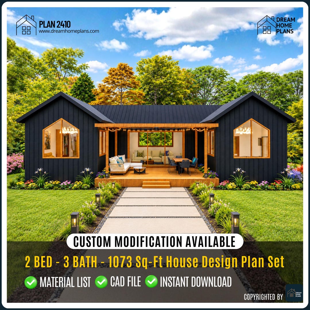Modern Tiny Cottage House | Architectural Plans, Custom House | 2bed ...