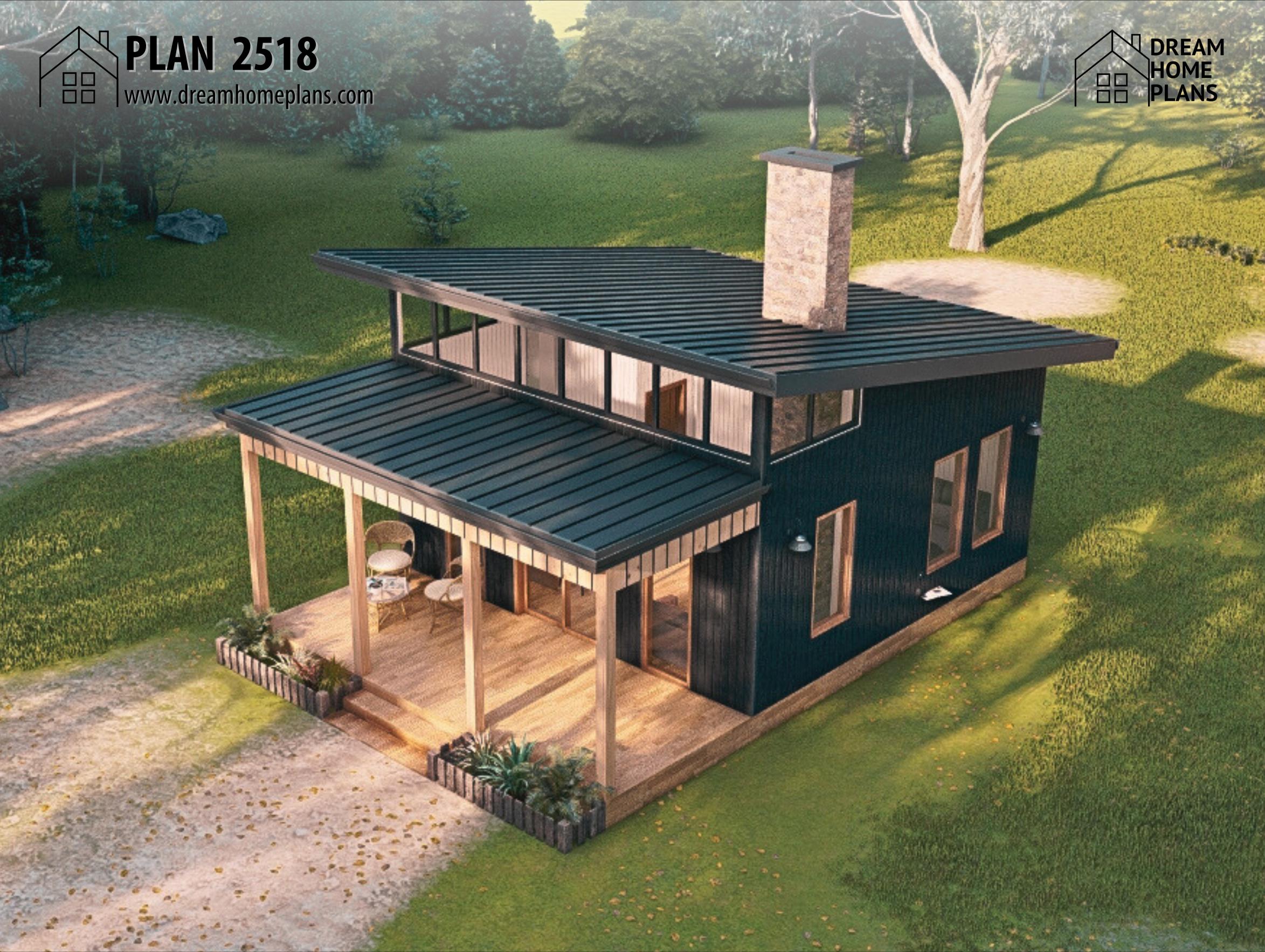 Modern Tiny Cabin House Plan 20'x20' | Loft Home Design | Small House ...