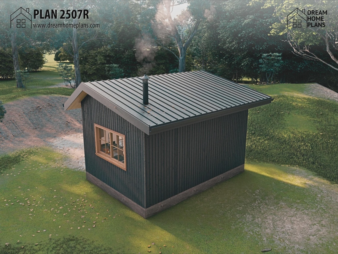 Modern Tiny House Plans PDF: 210 Sq Ft Cabin With Loft - 12x18 ...