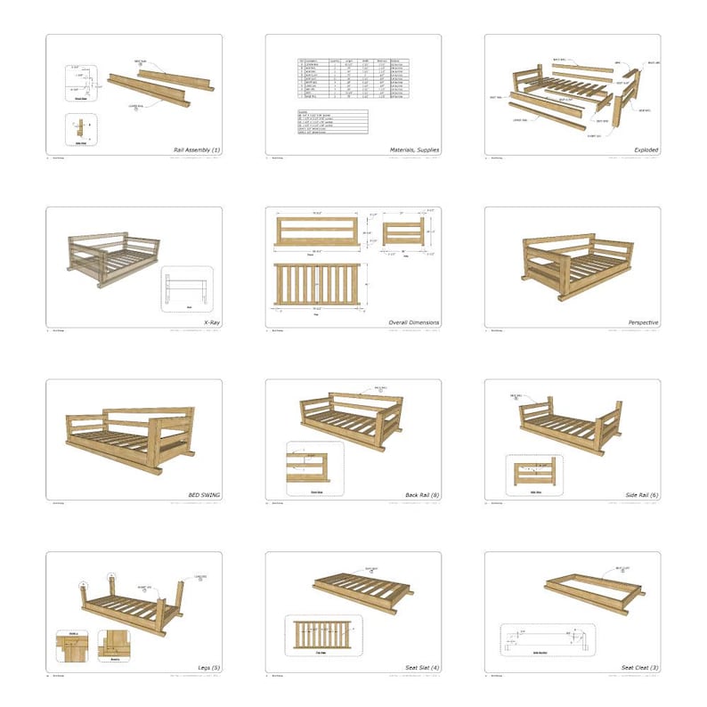 DIY Classic Porch Bed Swing 3D Plans - Build a Cozy Twin-size Outdoor ...