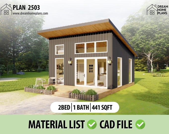20' X 32' Modern Barn House Architectural Plans - Custom 640SF Nordic ...