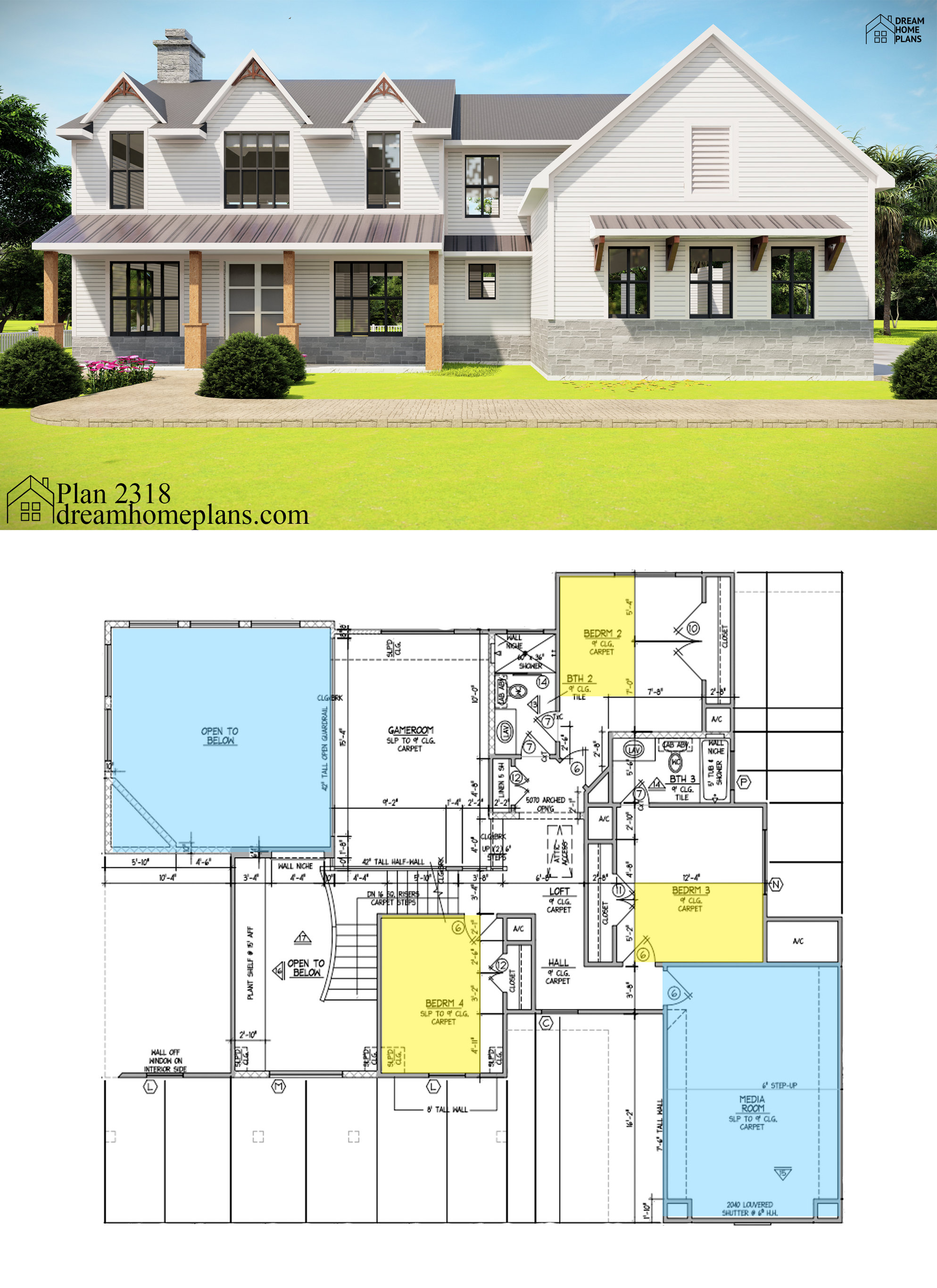 Modern Farmhouse Home Plan Blueprints Game Room Rustic Country - Etsy ...