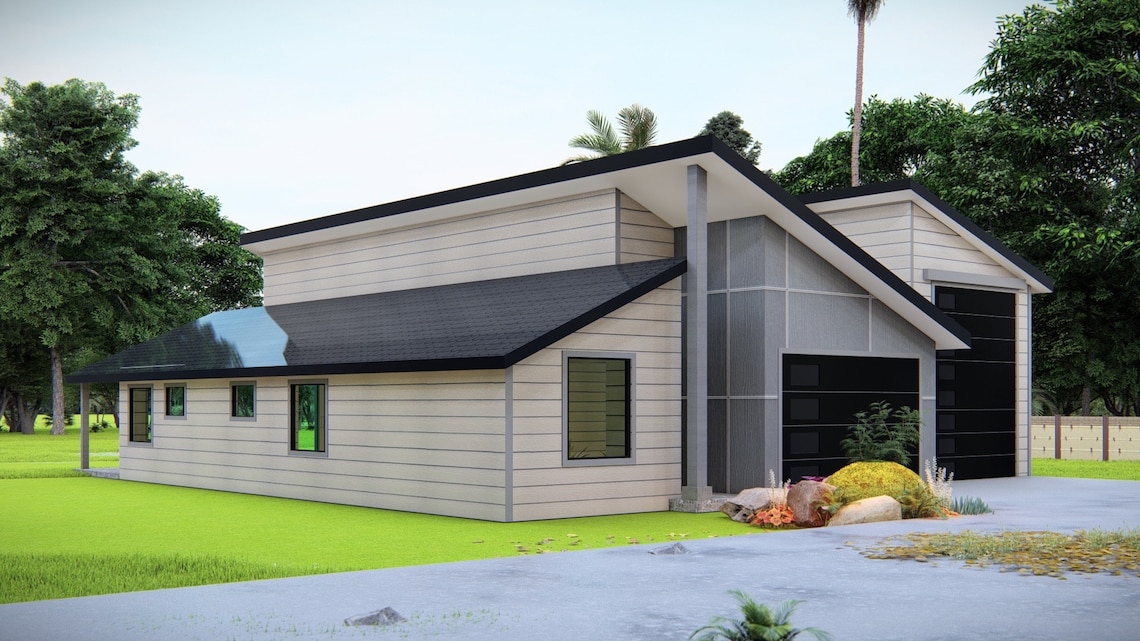 Modern Home Plans RV Garage Rustic Minimalist Blueprints Dream Home ...