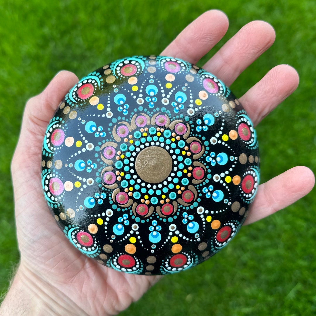 Mandala Stone Unique 4.5 Dot Painting Dot Art Mandala - Etsy