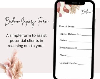 Balloon Decor Event Inquiry Form / Balloon Inquiry Template / Event ...