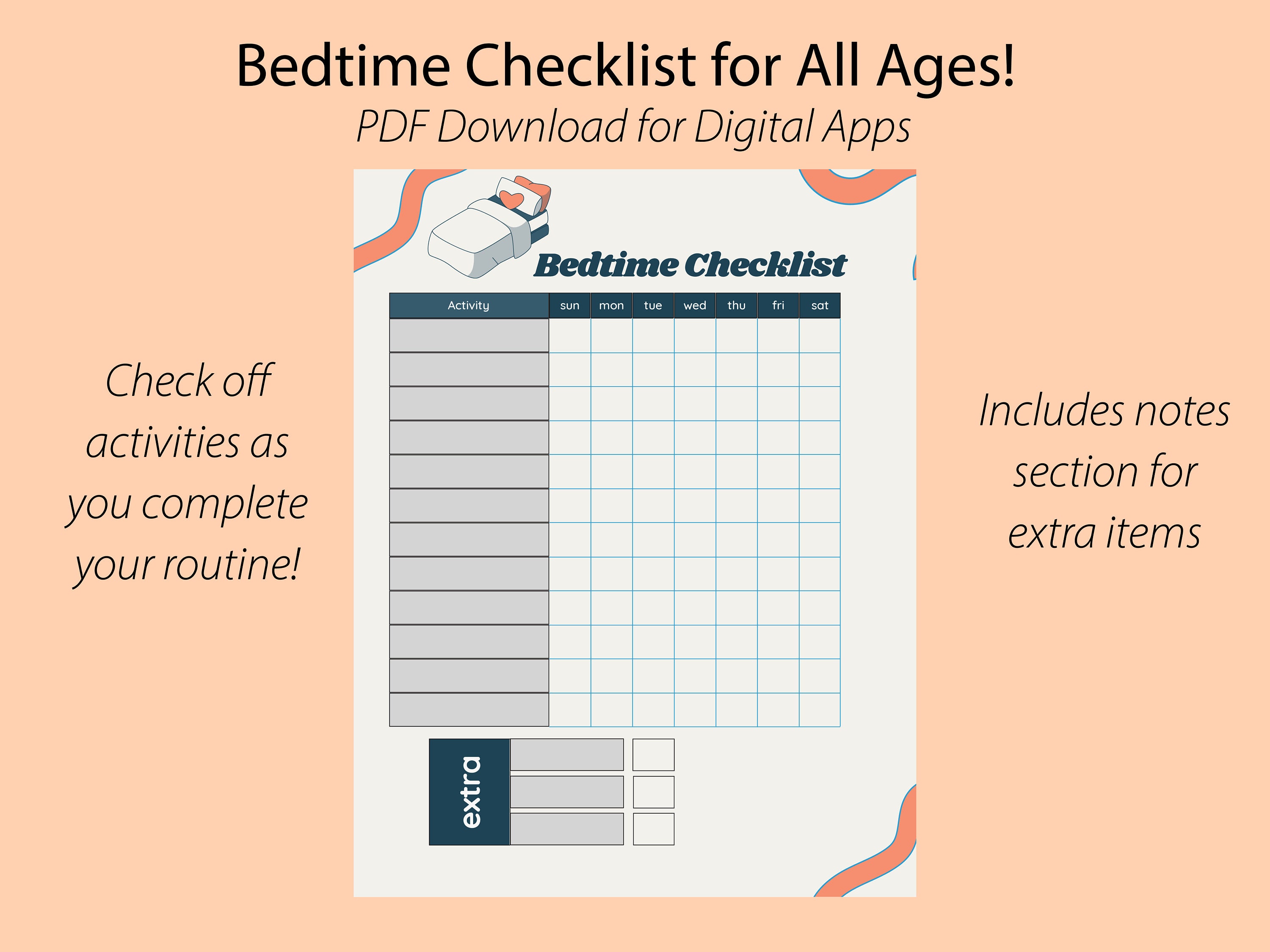 Bedtime Checklist, Bedtime List, Bedtime Routine List, Bedtime Routine ...
