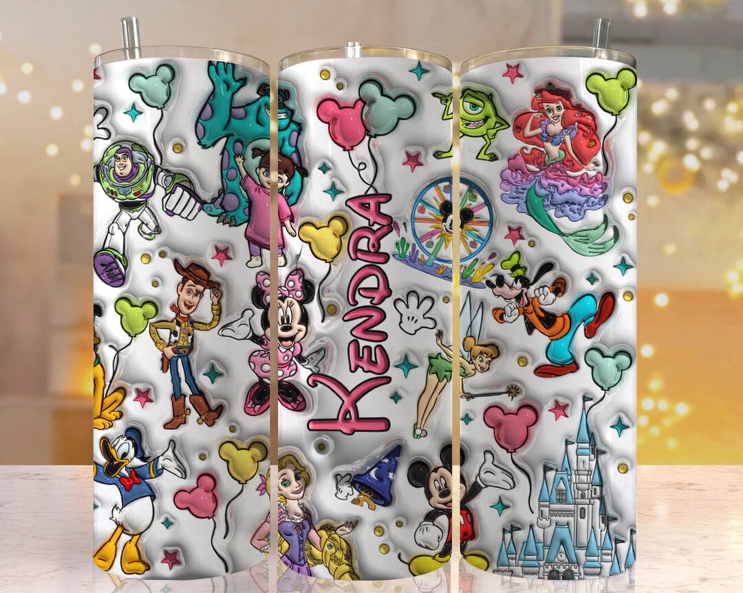 Personalized 3D Cartoon Characters Tumbler Design PNG, 3D Inflated ...