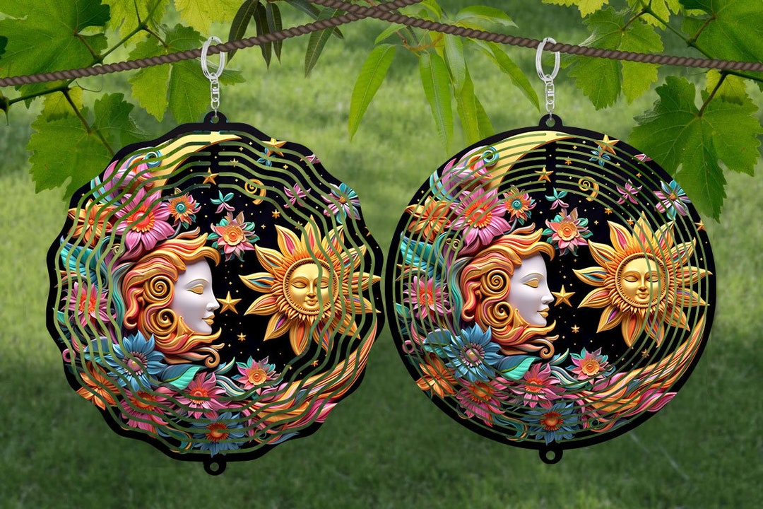 Sun and Moon Wind Spinner Sublimation, Celestial Design Template, Wind ...