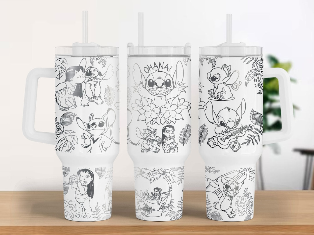 Stitch 40 Oz Tumbler Wrap Svg, 40oz Tumbler Png, Cartoon Laser Engraved ...