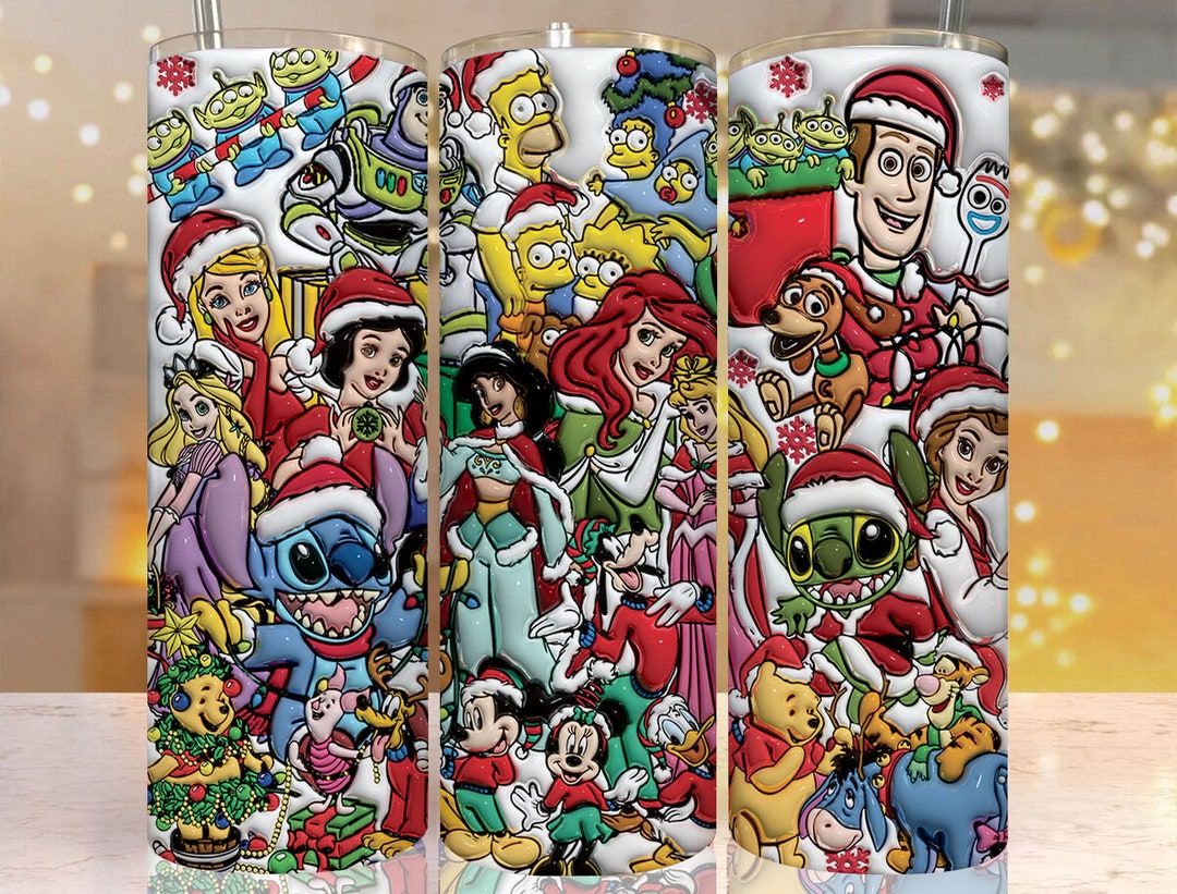 3D Inflated Cartoons Christmas Tumbler Wrap, Cartoon Holiday Tumbler ...