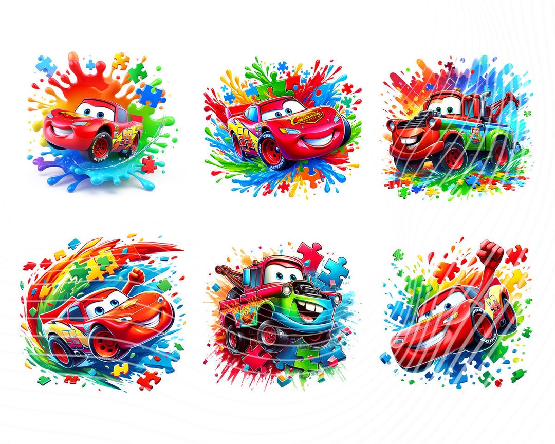 Cartoon Autism Cars Png Bundle, Cartoon Autism Awareness Png, Awareness ...