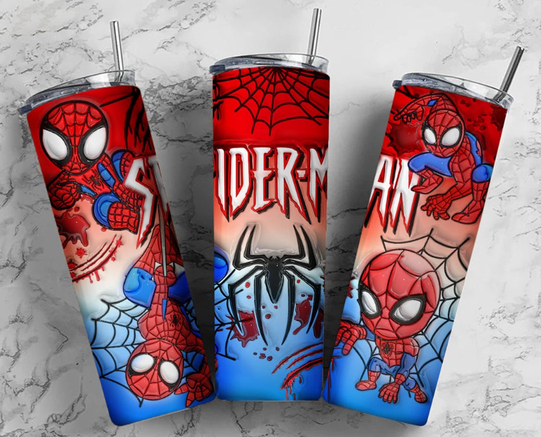 Inflated Spiderman Tumbler PNG, 3D Spider Man Tumbler Wrap 20oz Skinny ...