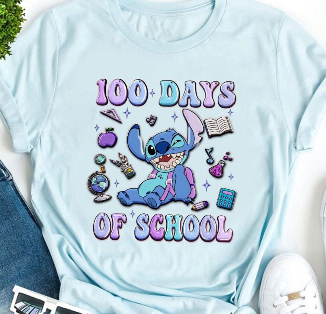Stitch 100 Days of School Png, Sublimation Design Download, Happy 100th ...