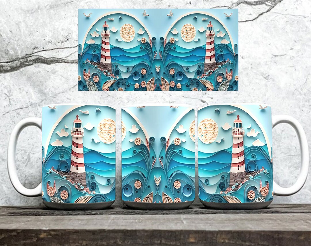 3D Colorful Seashells Beach Mug, 3D Summer Beach Mug, 3D Mug Design ...