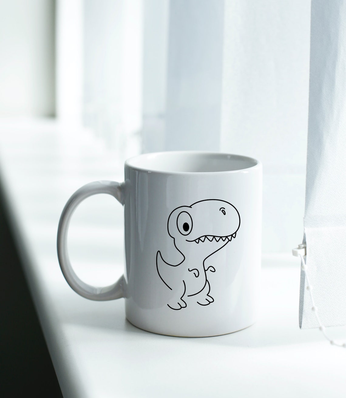 Cute Dino, T-rex Line Art 5 Direct Downloads in Black & White SVG, PNG ...