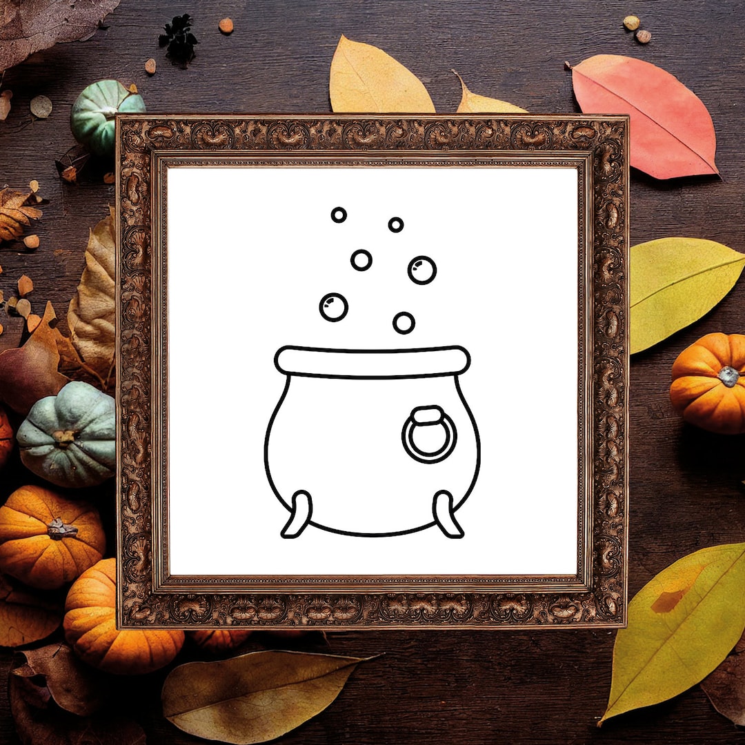 Bubbling Witch's Cauldron, Halloween Line Art 5 Direct Downloads in ...