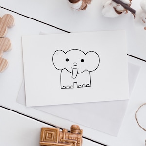 Cute Elephant Line Art - 5 Direct Downloads in Black & White SVG, PNG ...