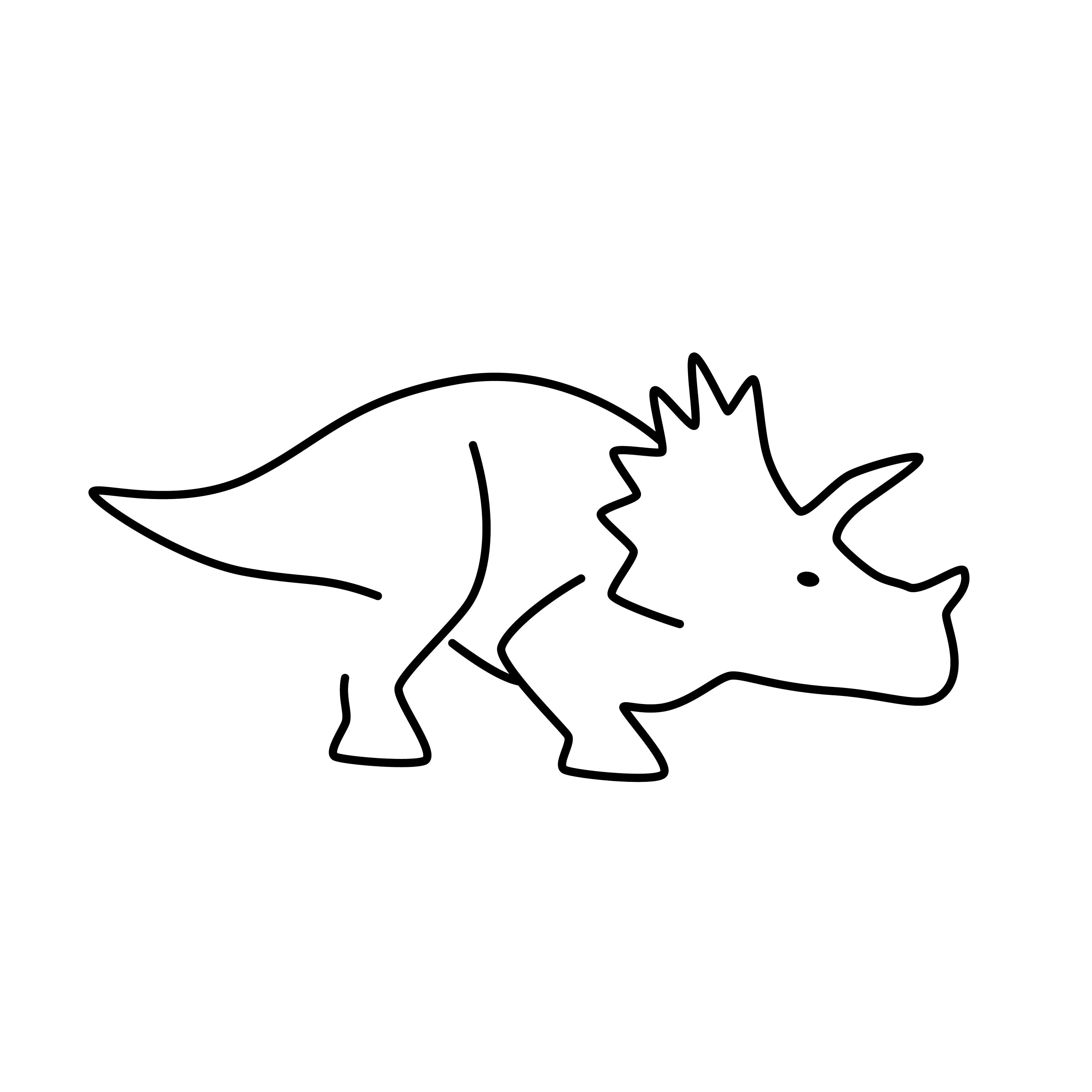 Cute Dinosaur, Triceratops Line Art 5 Direct Downloads in Black & White ...