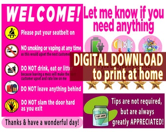 Lyft Informative Placard 2 Placards 8.5x11 Rating and Tips Increasing ...