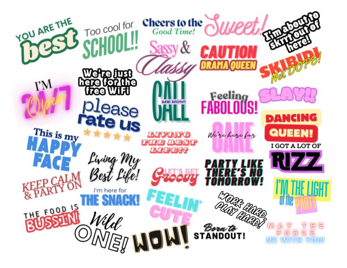 32 Fun Digital Printable Photo Booth Props WITHOUT BACKGROUND - Instant ...