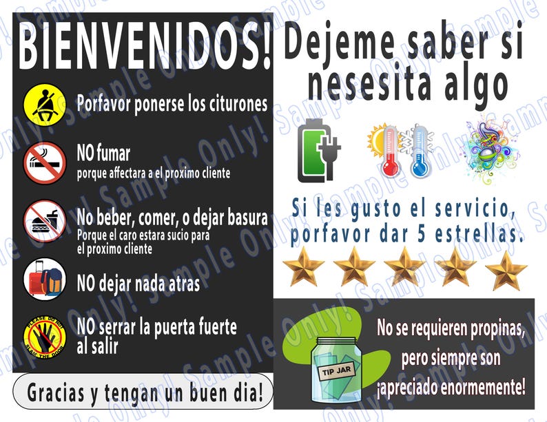 Printable Rideshare Tip and Rating Sign | Uber and Lyft Car Sign ...