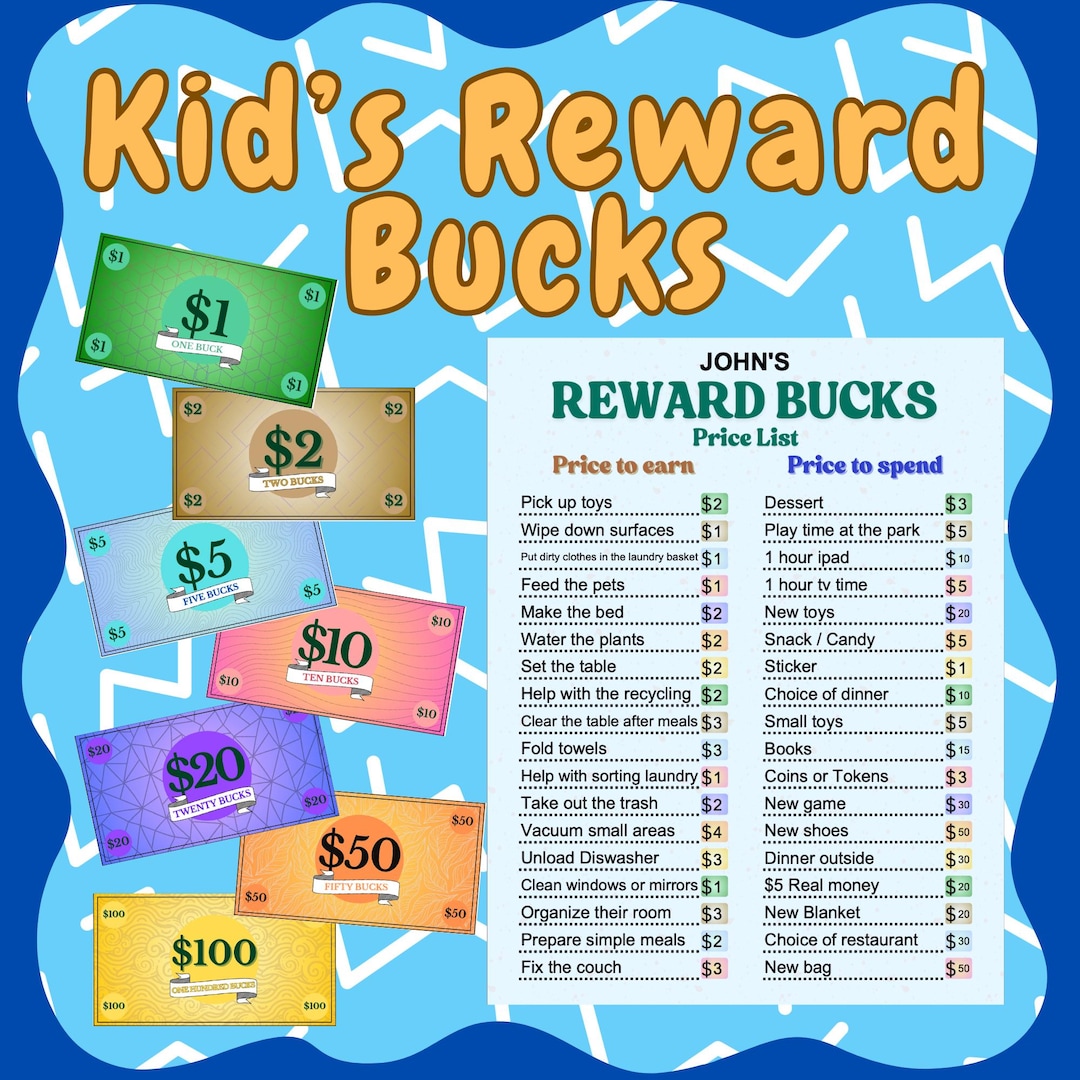 Editable Kids Reward Bucks | Printable Mom Bucks | Chore & Behavior ...