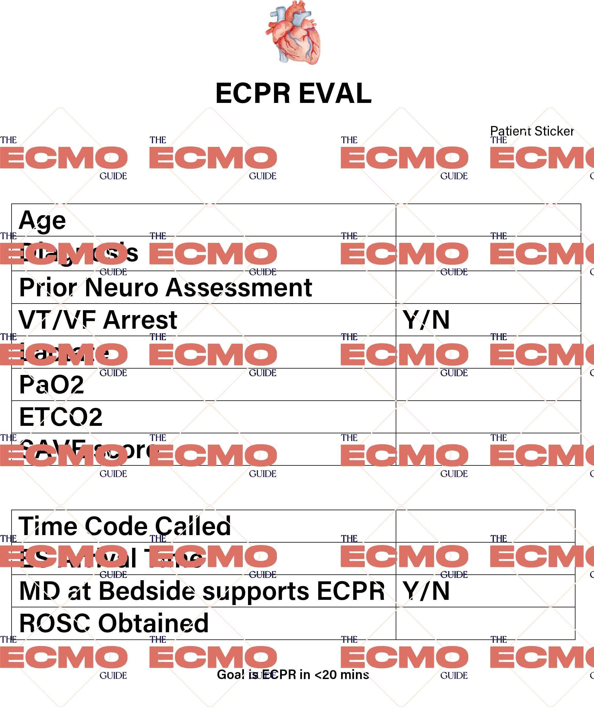 ECMO Emergency Code Blue Evaluation Form, ECPR Patient Evaluation Form - Etsy