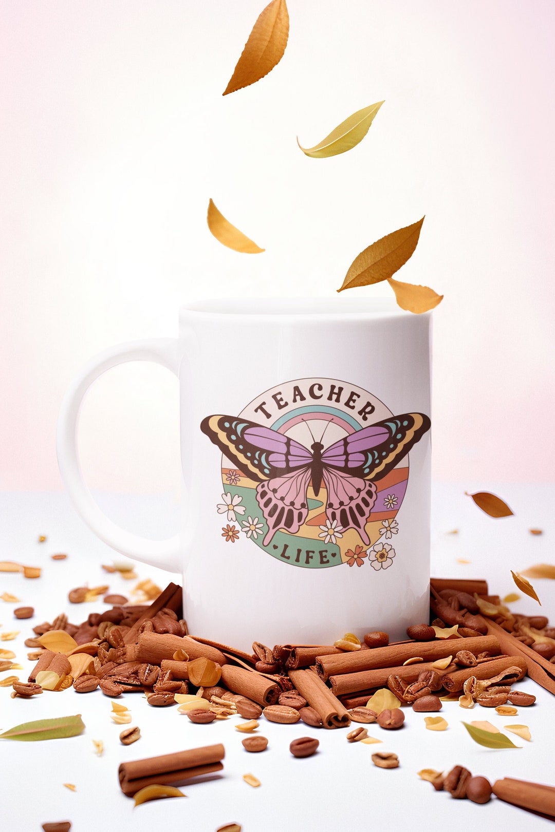 Teacher Life 80s Butterfly Vintage Retro Theme 11 Oz Cup 15 Oz Teacher ...