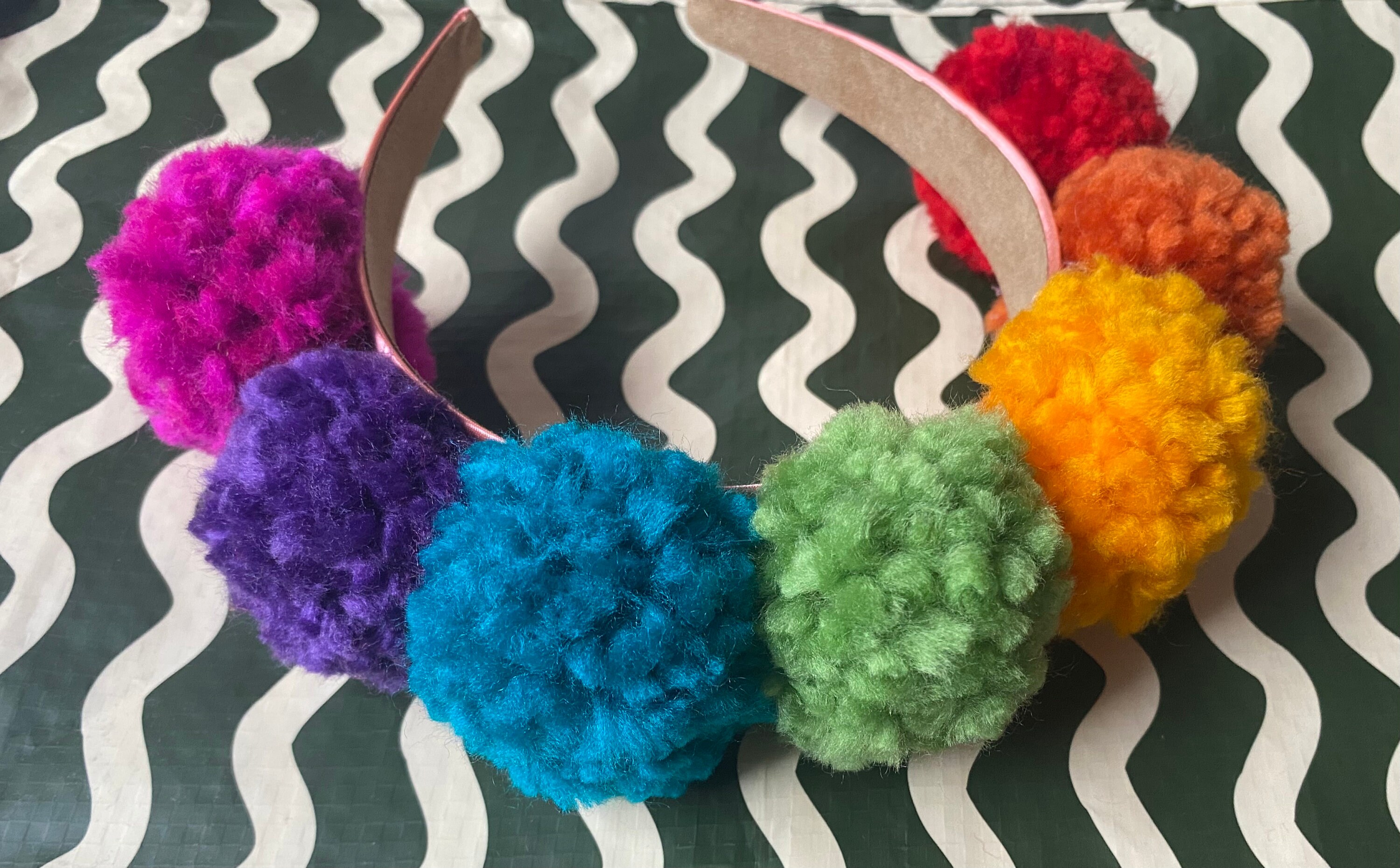 Rainbow Pom Pom Head Band, Head Dress, Pride, Festival, Rave, - Etsy