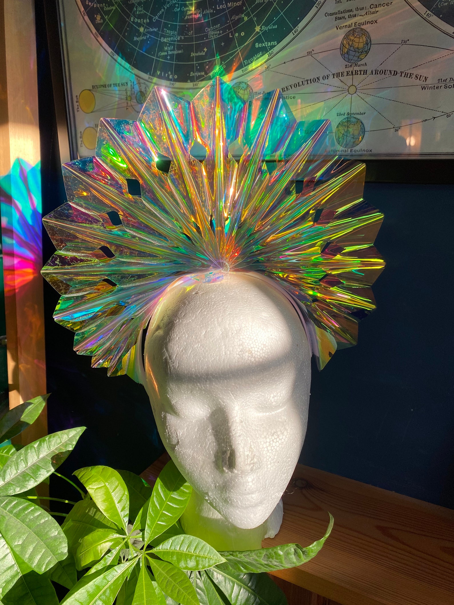 Aurora Head Dress Iridescent Pinwheel Headwear ~ Festival, Rave, Party ...