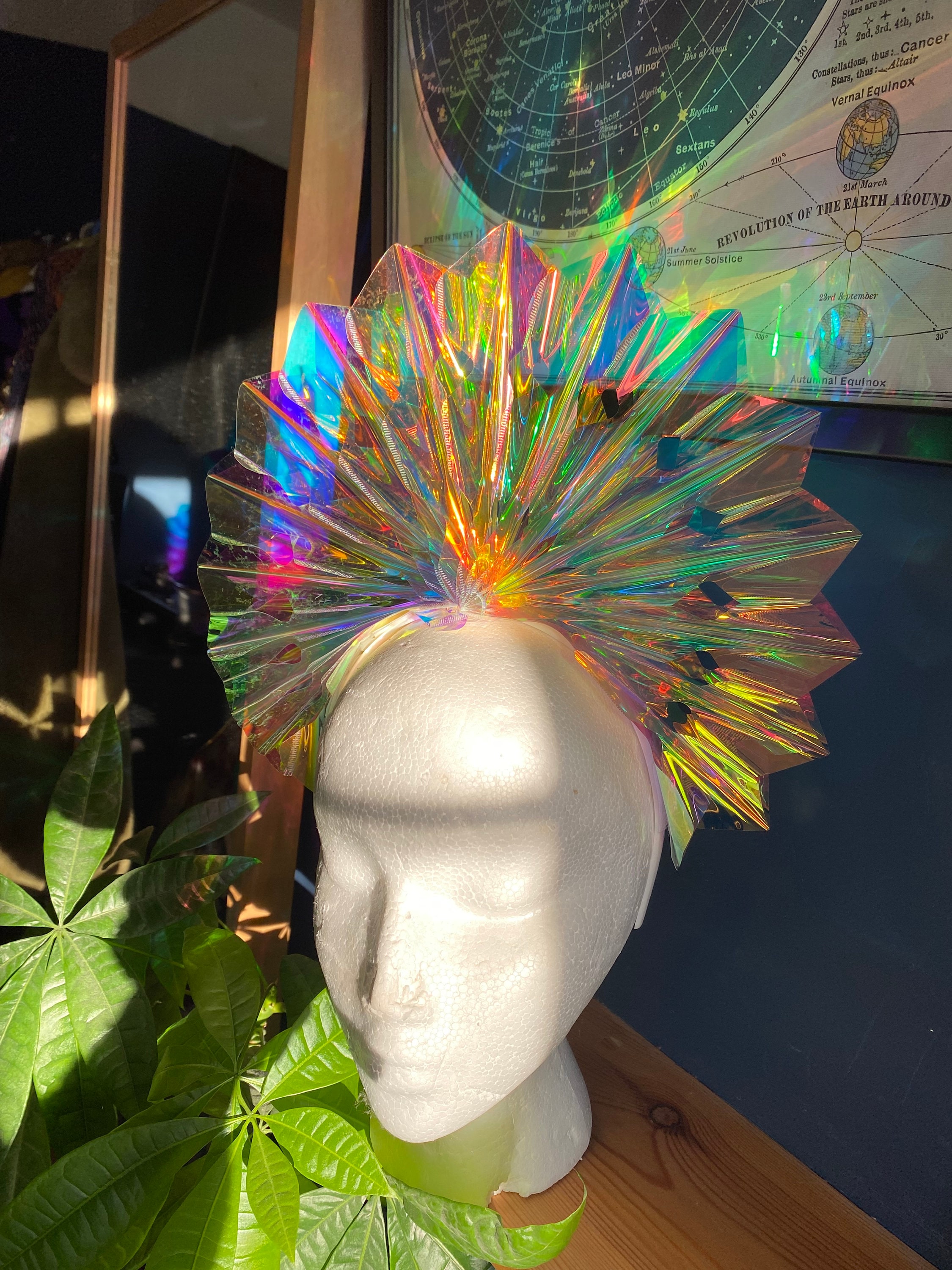 Aurora Head Dress Iridescent Pinwheel Headwear ~ Festival, Rave, Party ...