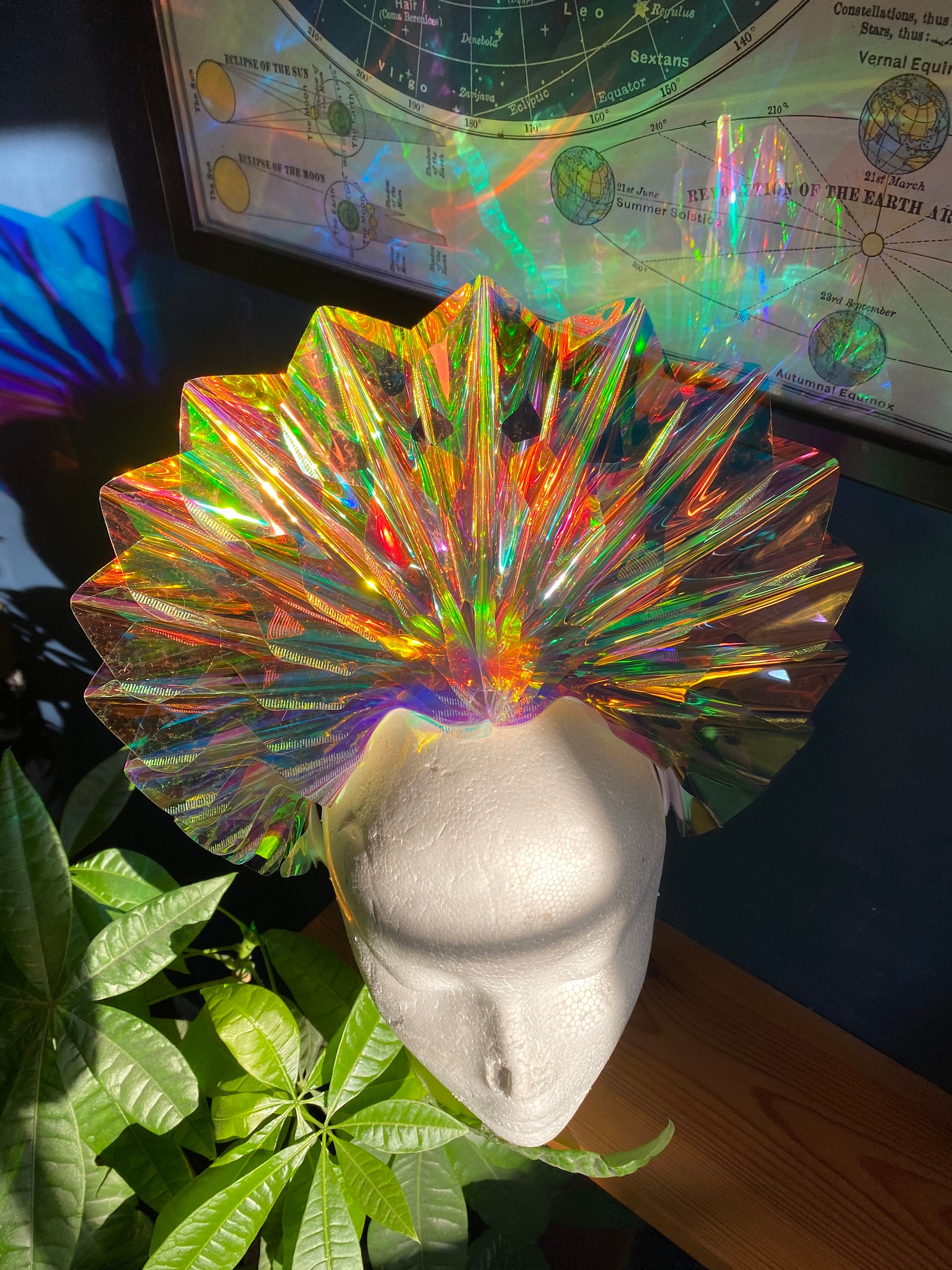 Aurora Head Dress Iridescent Pinwheel Headwear ~ Festival, Rave, Party ...