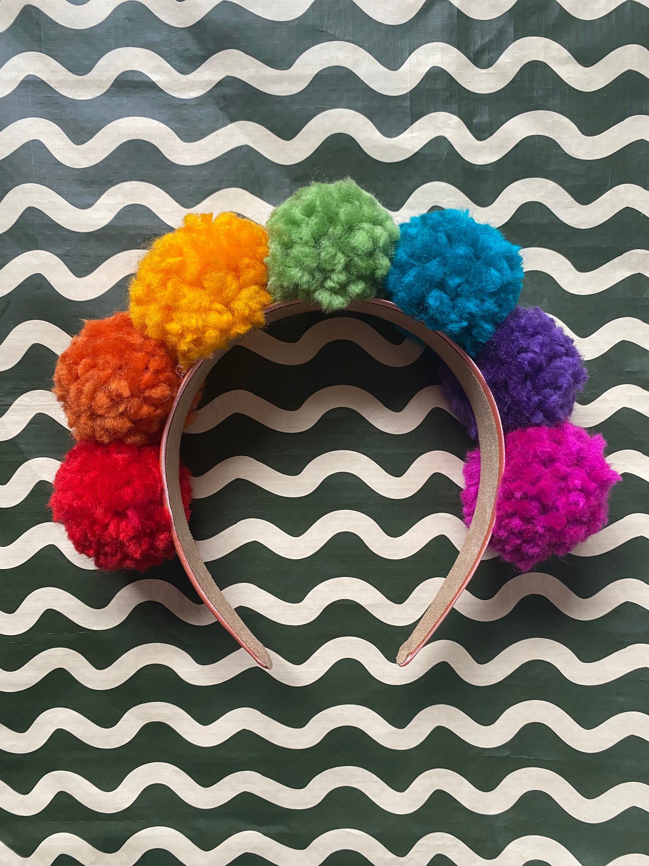 Rainbow Pom Pom Head Band, Head Dress, Pride, Festival, Rave, - Etsy