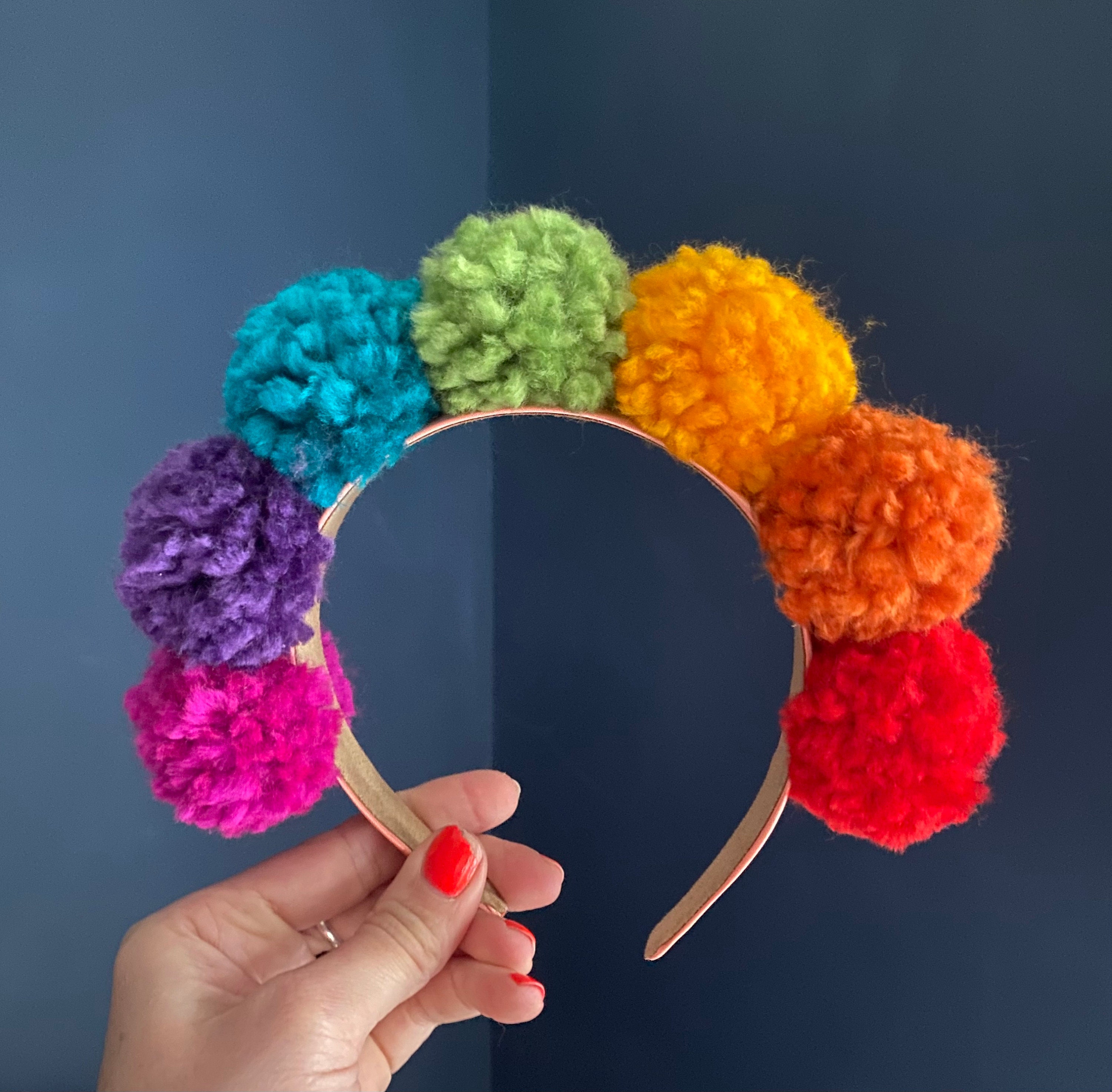 Rainbow Pom Pom Head Band, Head Dress, Pride, Festival, Rave, - Etsy