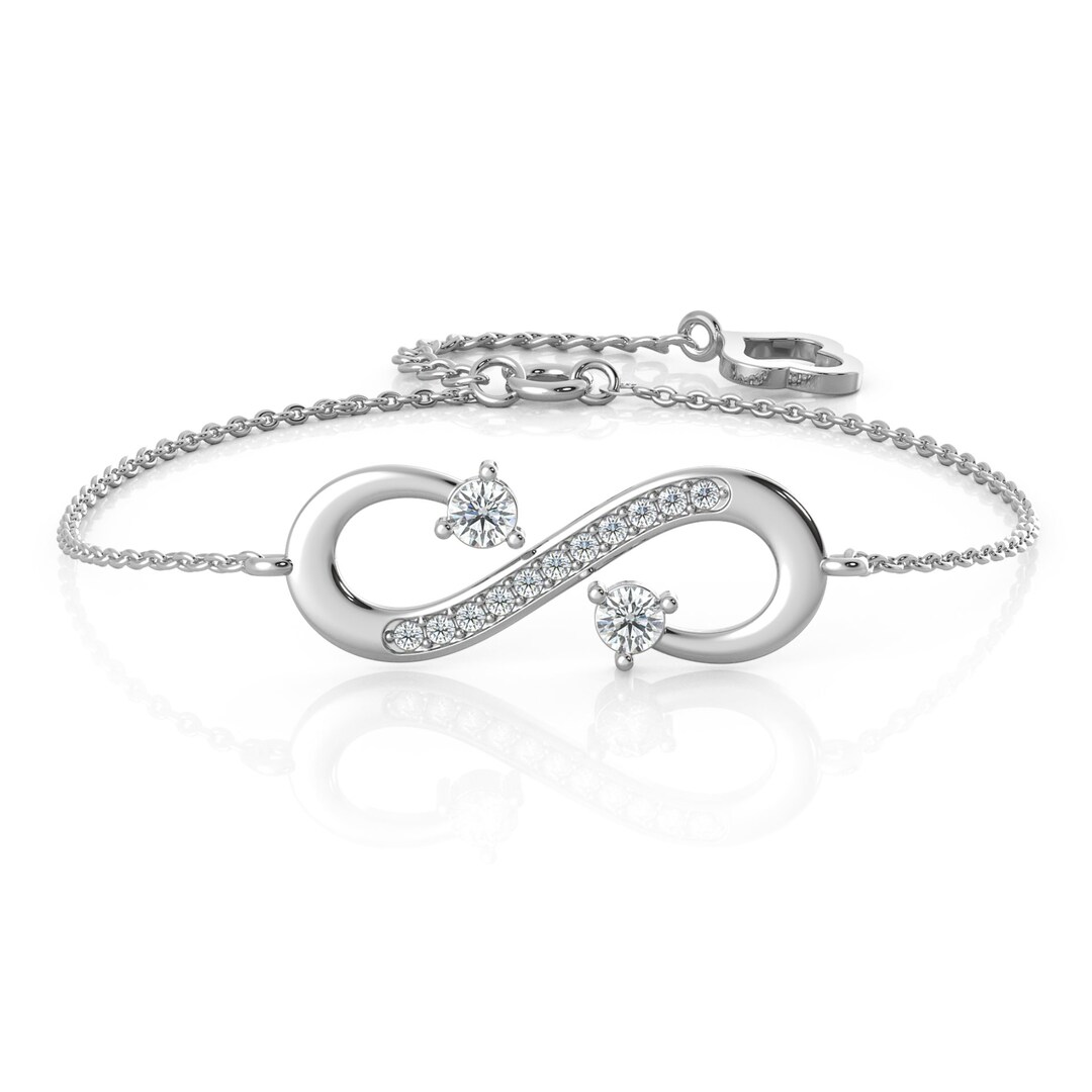 925 Sterling Silver Infinity Bracelet for Women Pure Rhodium - Etsy