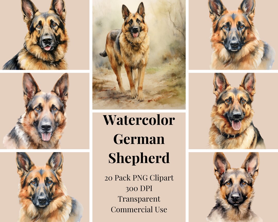 GERMAN SHEPHERD Watercolor, German Shepherd Clipart, German Shepherd ...