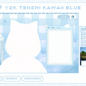 Twitch Y2K Tenshi Kawaii Blue | Stream Overlays Package | Game Overlay ...