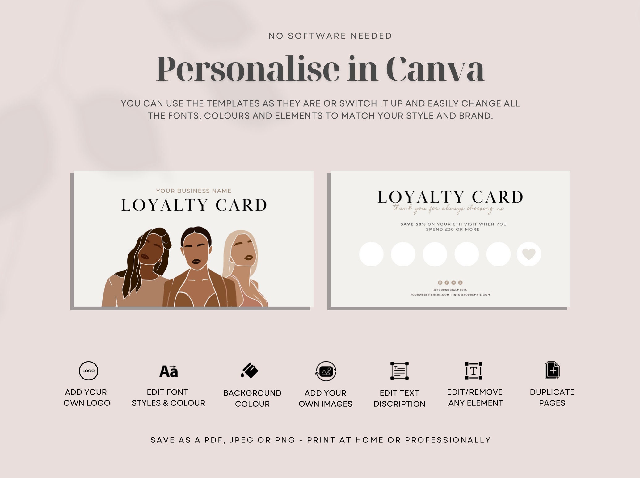 Loyalty Card Template Editable Canva Rewards Card Template Printable ...