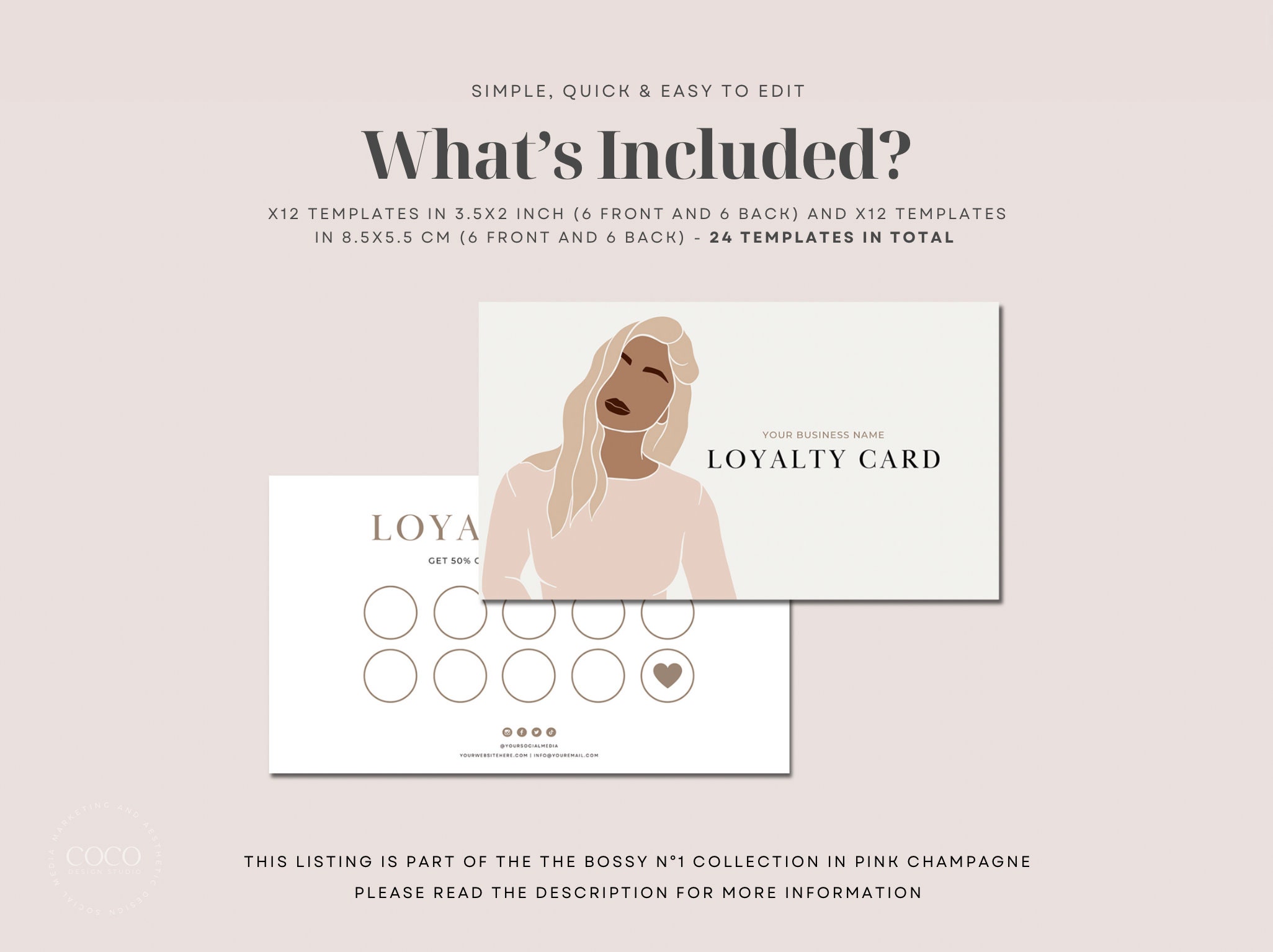 Loyalty Card Template Editable Canva Rewards Card Template Printable ...