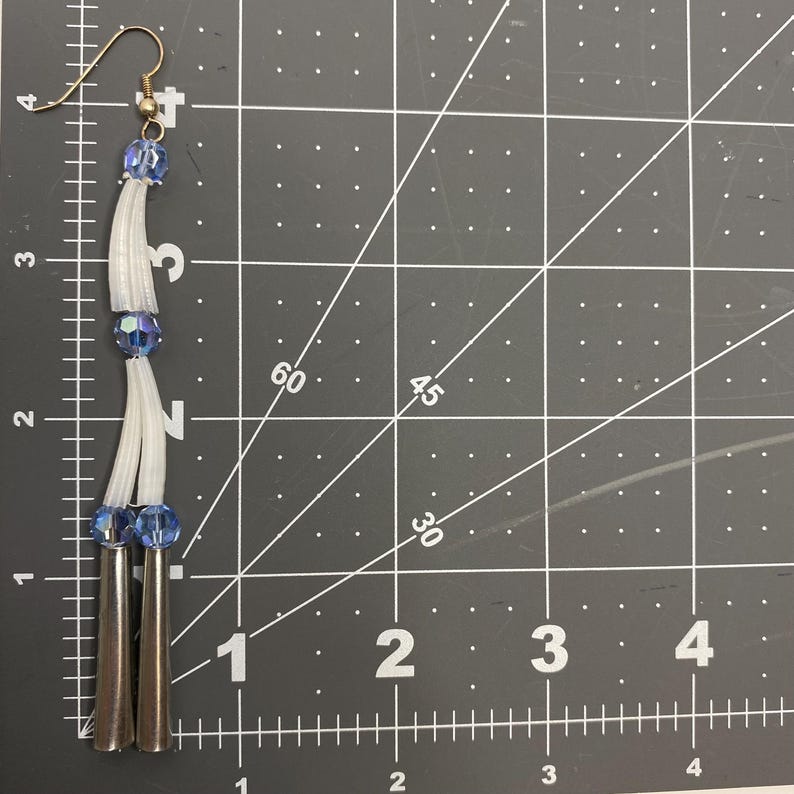 Blue Native American Handmade Firepolish Dentalium Shell Cone Earrings ...