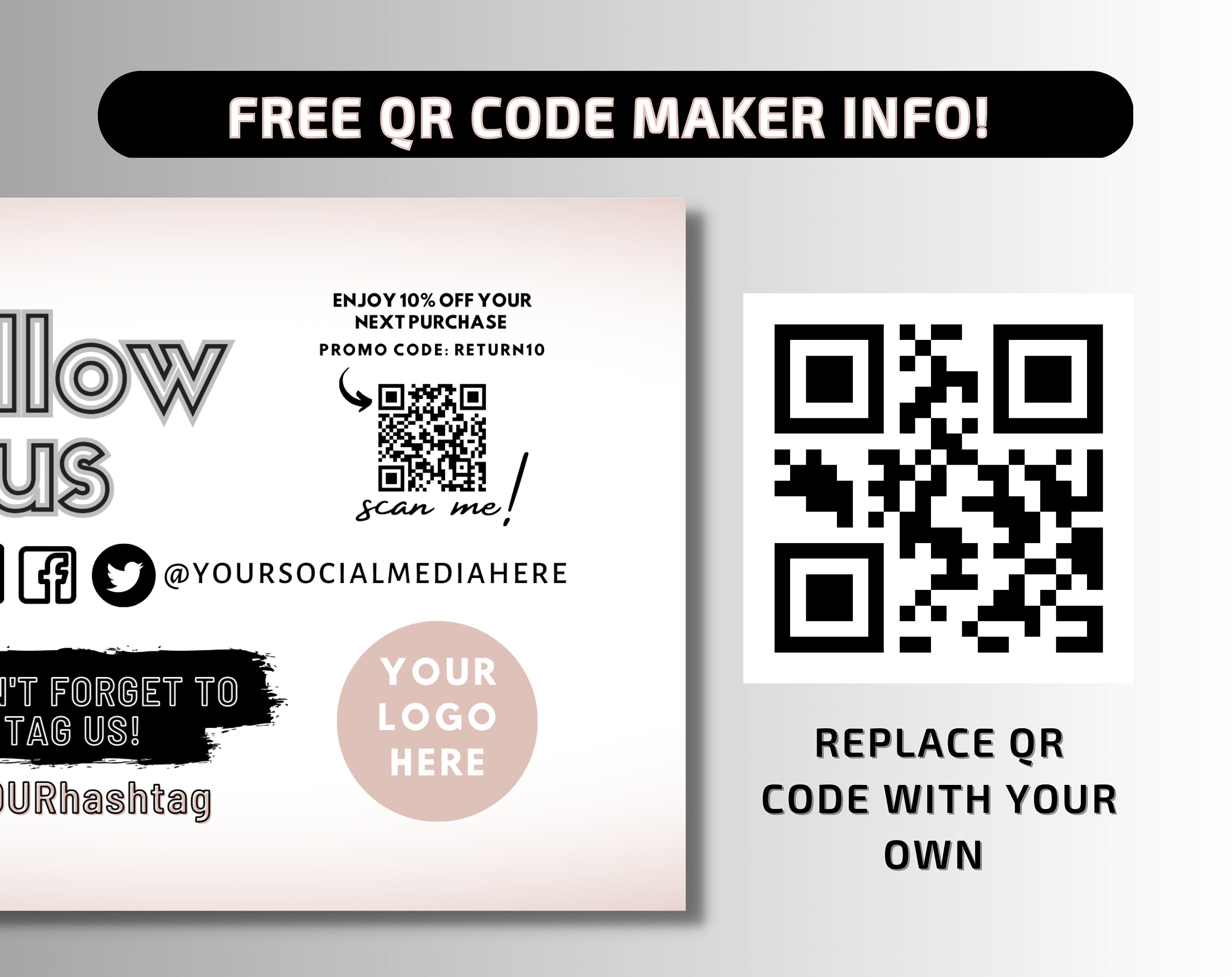 QR Code Customer Thank You Card Canva Template, Editable Thank You Card, Customizable Purchase ...