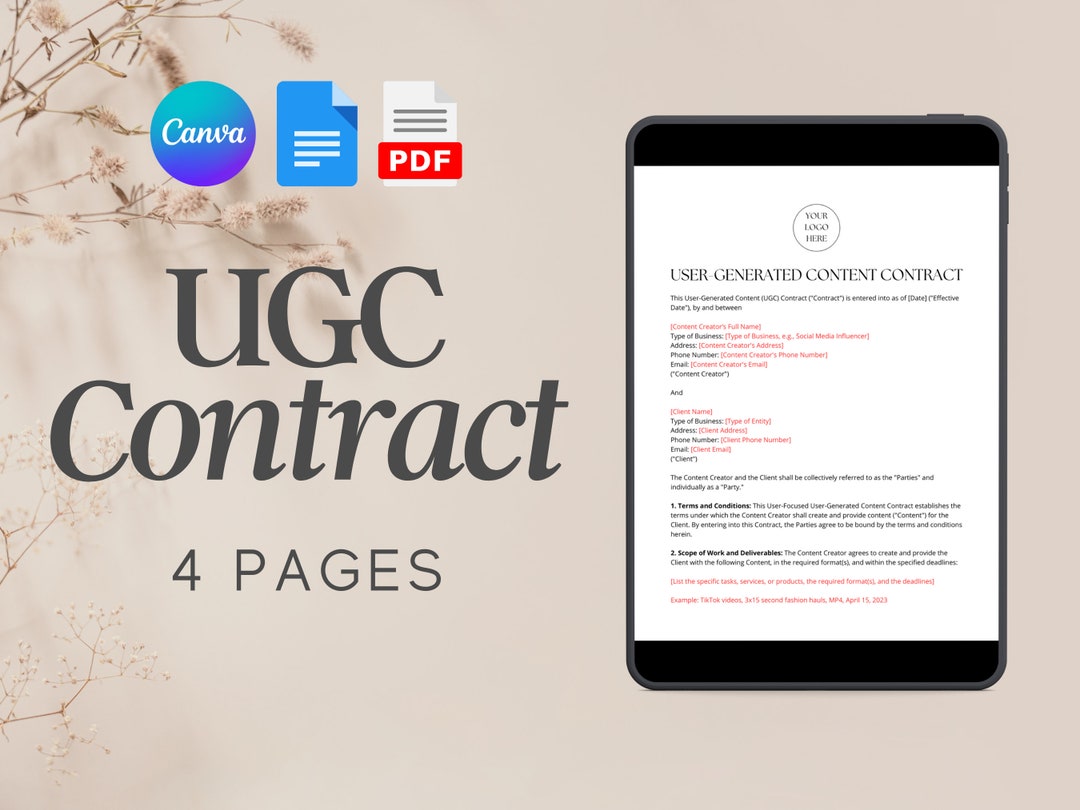 UGC Contract Template UGC Creator Service Agreement - Etsy Canada