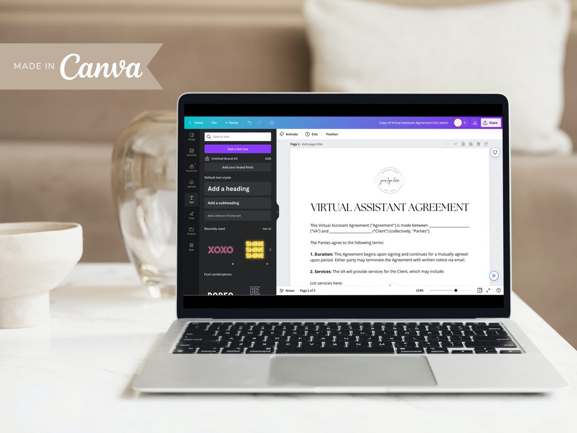 Virtual Assistant Agreement Form, Editable Attorney-reviewed, Virtual ...