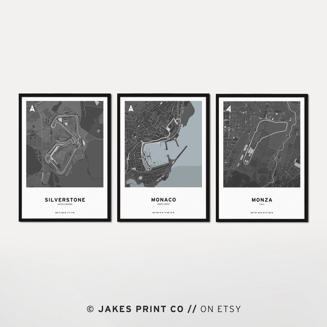 Set of 3 Classic Formula 1 Track Poster Digital Download Print F1 Wall ...