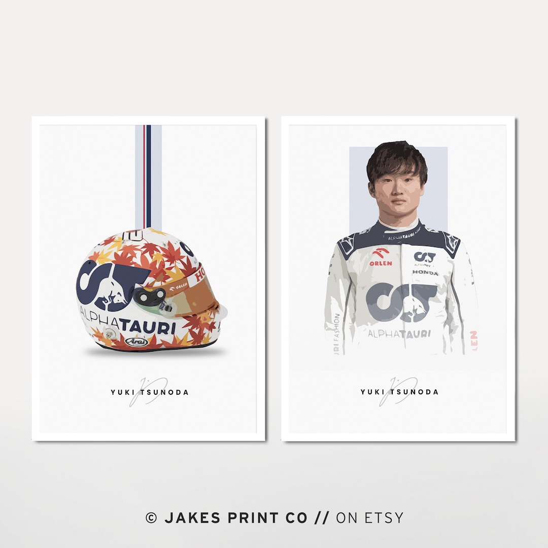 Set of 2 Yuki Tsunoda Formula 1 Posters Signature Digital Download ...