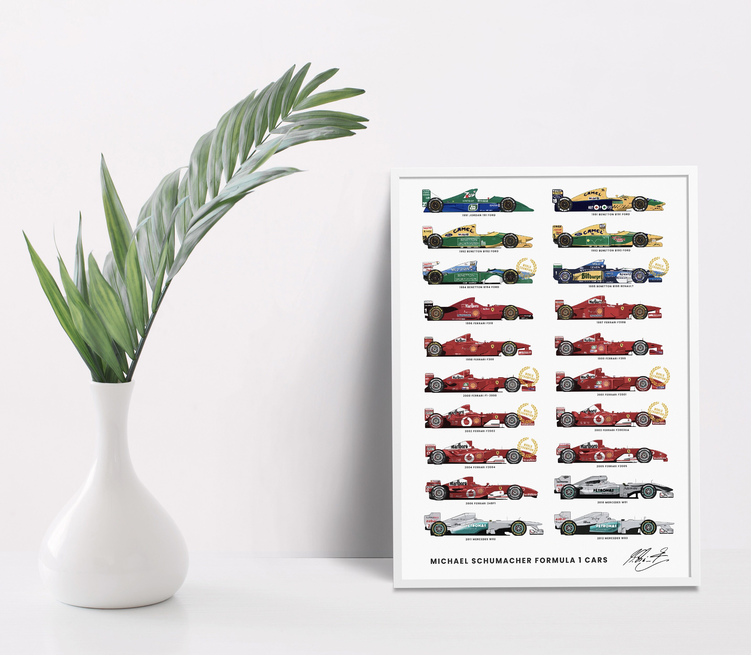 Michael Schumacher Formula 1 Poster Cars Signature Autographed - Etsy