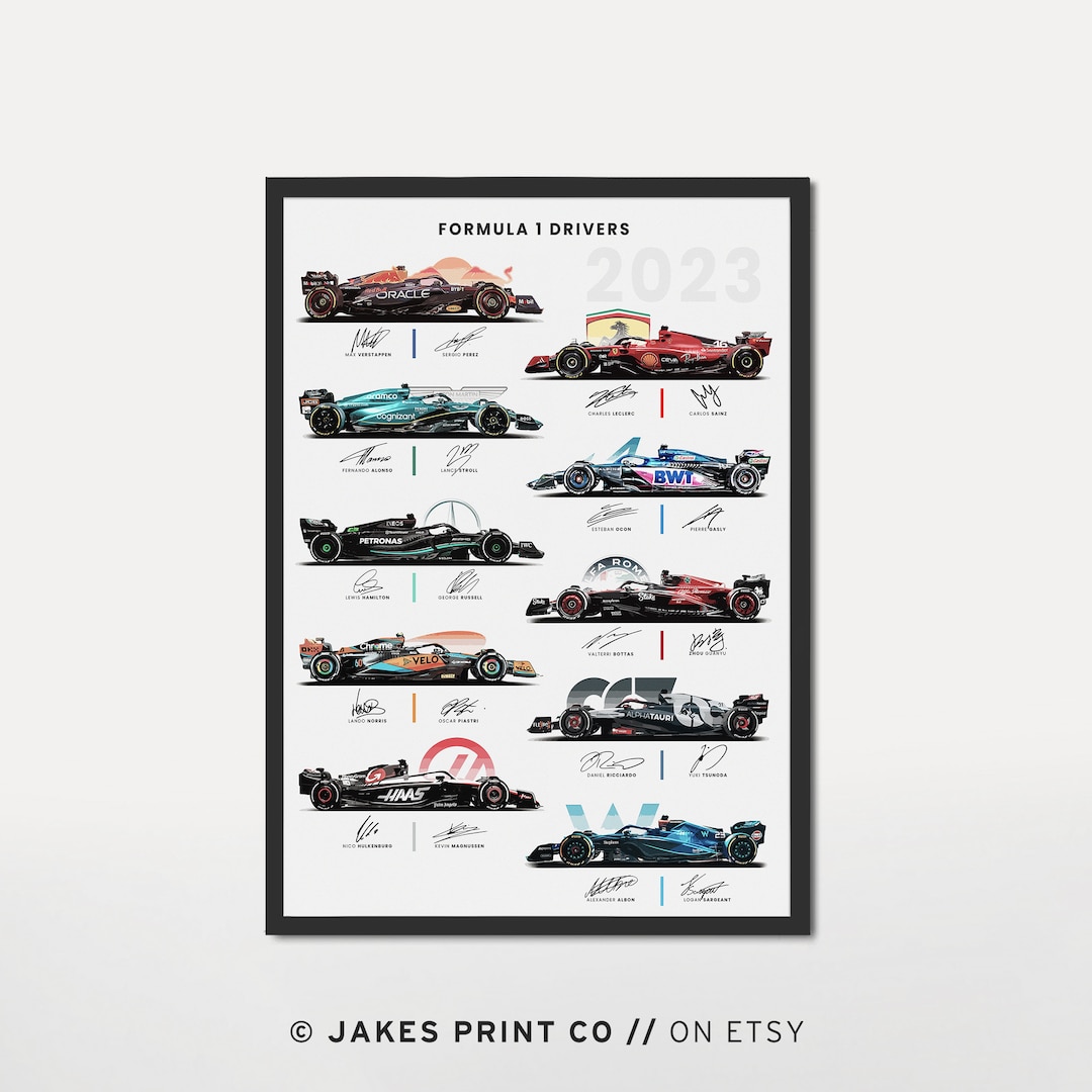 2023 Formula 1 Driver Signature Autographed Poster Portrait Digital ...