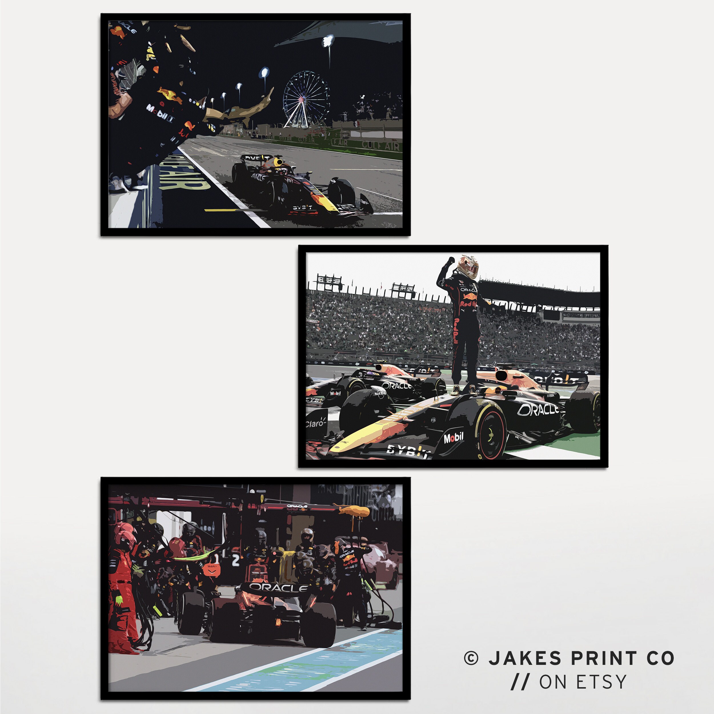 Set of 9 Retro Red Bull Formula 1 Poster Digital Download - Etsy