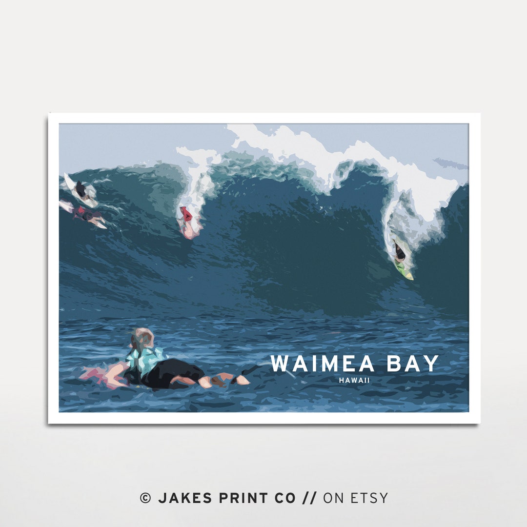 Waimea Bay Surf Poster Printable Art Digtal Download Surf Print Wall ...