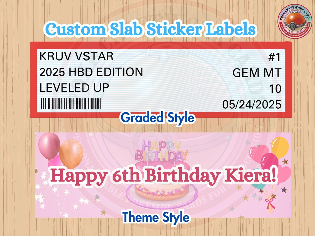Custom Graded Slab Stickers, Trading Cards Slab Sticker Label, Birthday ...